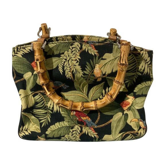 Relic | Bags | Tropical Birds Handbag With Bamboo Handles By Relic ...